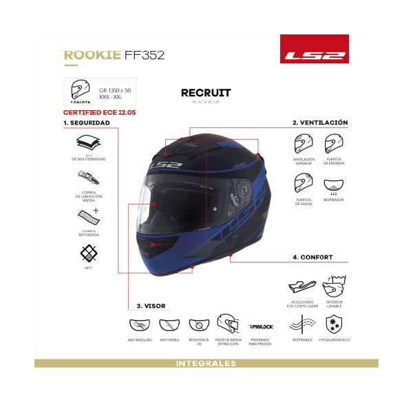CASCO LS2 352 ROOKIE IRONFACE Black Blue – Masera Motos
